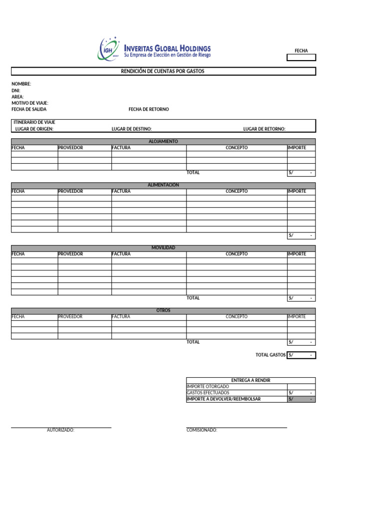 Formato de Rendicion de Gastos 2024 | PDF