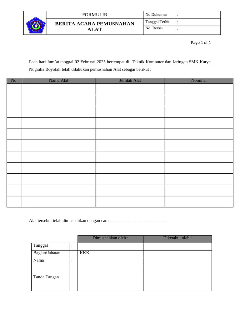 UMBY-DPM-F.05.25-Form-Pemusnahan-Dokumen | PDF