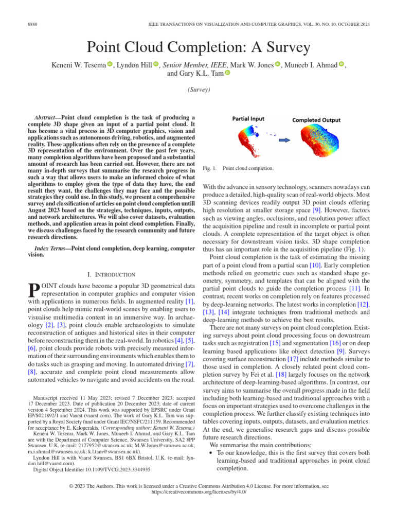 Point Cloud Completion A Survey | PDF | 3 D Computer Graphics | Shape
