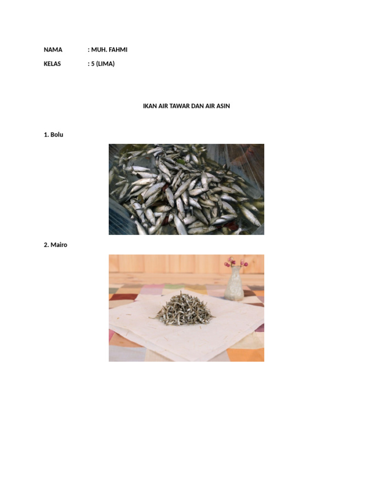 Ikan Air Tawar Dan Ikan Air Asin | PDF