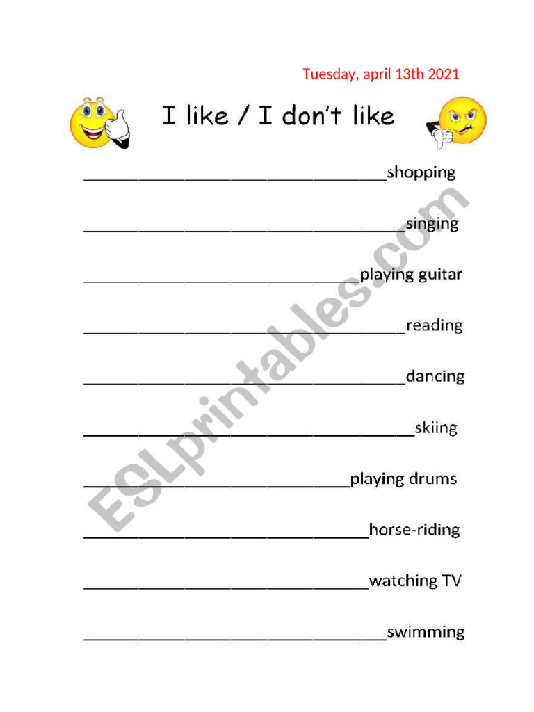 Activity Like Dont Like | PDF