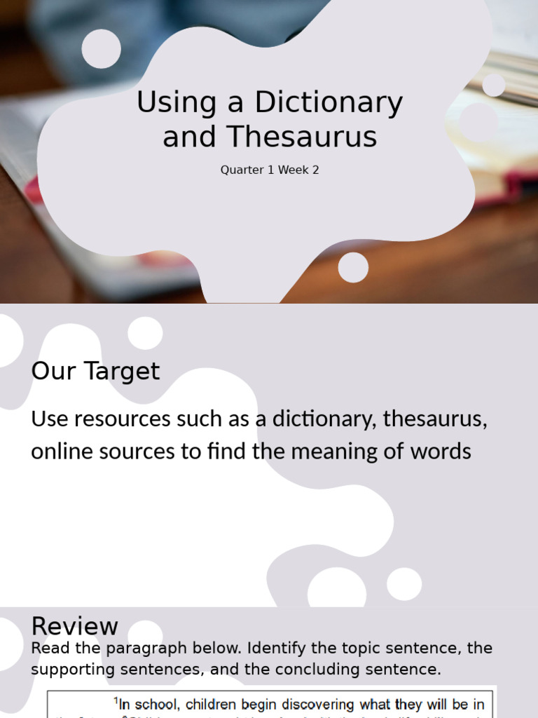Using a Dictionary and Thesaurus Guide | PDF | Dictionary | Word