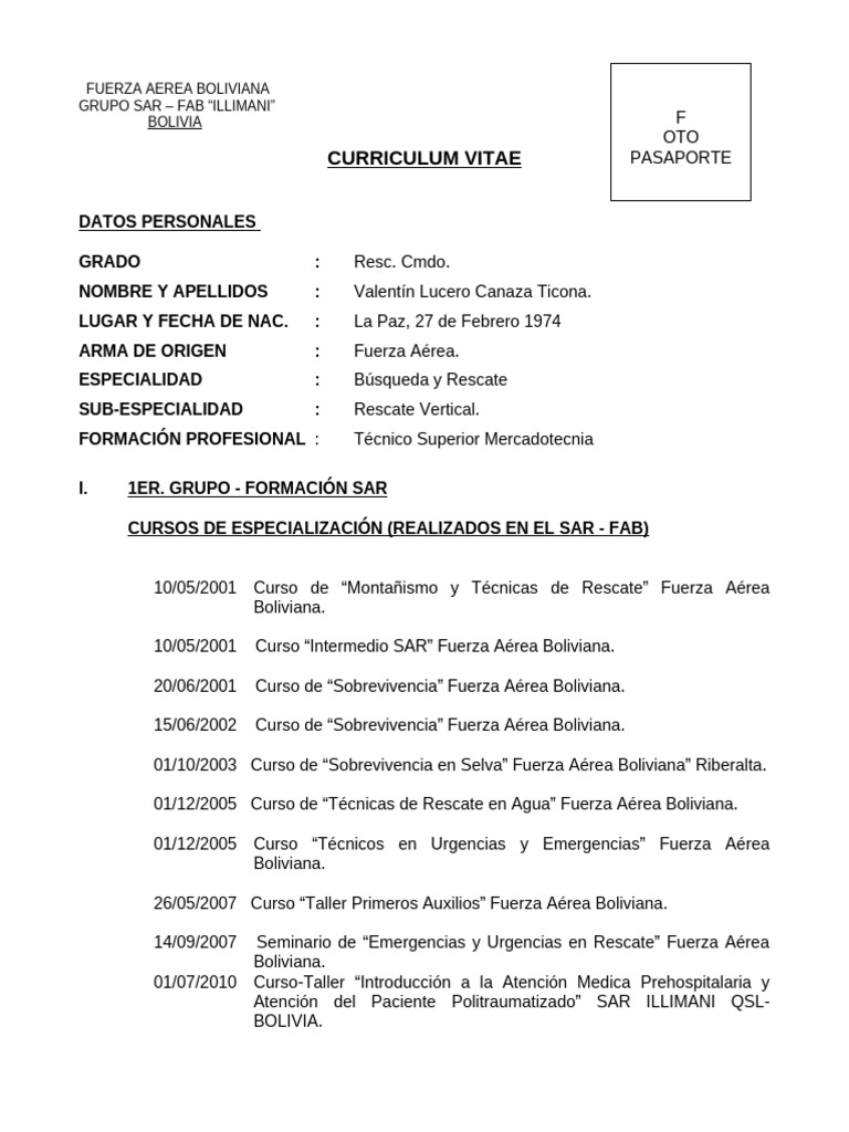Curriculum SAR (1) Webarobheee | PDF | Defensa Civil | Búsqueda y rescate