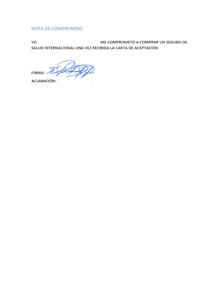 Nota de Compromiso | PDF