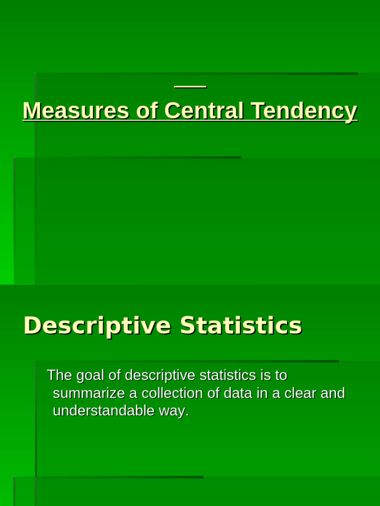 Measures of central tendency | PDF | Mean | Arithmetic Mean