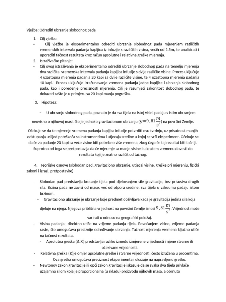 Istraživački Rad, Fizika. | PDF