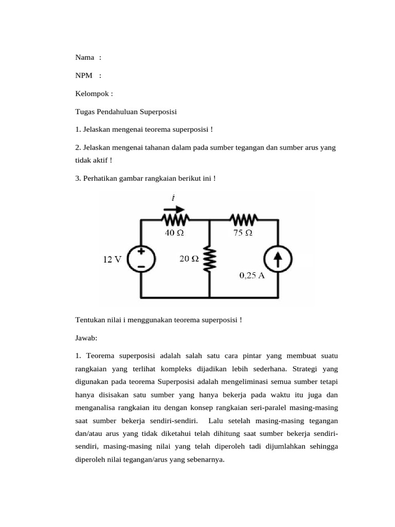 Teorema Superposisi dalam Rangkaian | PDF