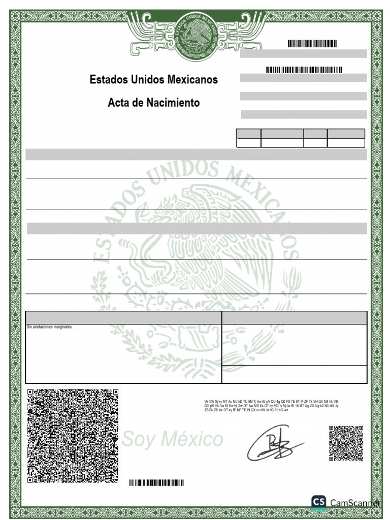Acta de Nacimiento 2025 | PDF | Gobierno y personalidad | Privacidad
