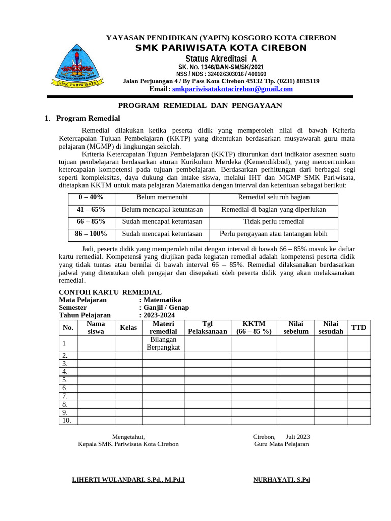 Program Remedial Dan Pengayaan | PDF