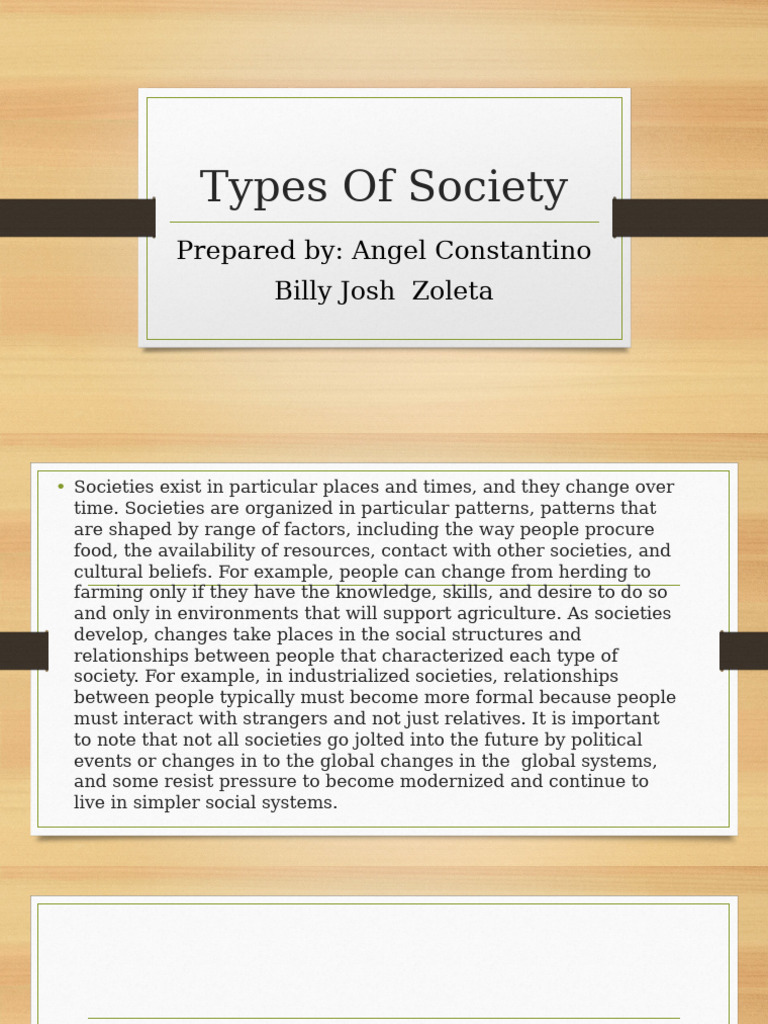 Types of Society | PDF | Society | Agriculture