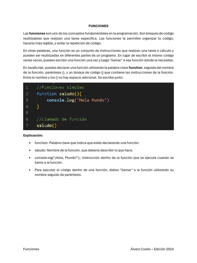 04 Funciones en JS | PDF | Ingeniería Informática | Desarrollo de software