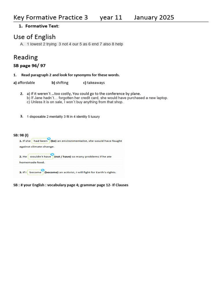 Formative Practice - Correction | PDF