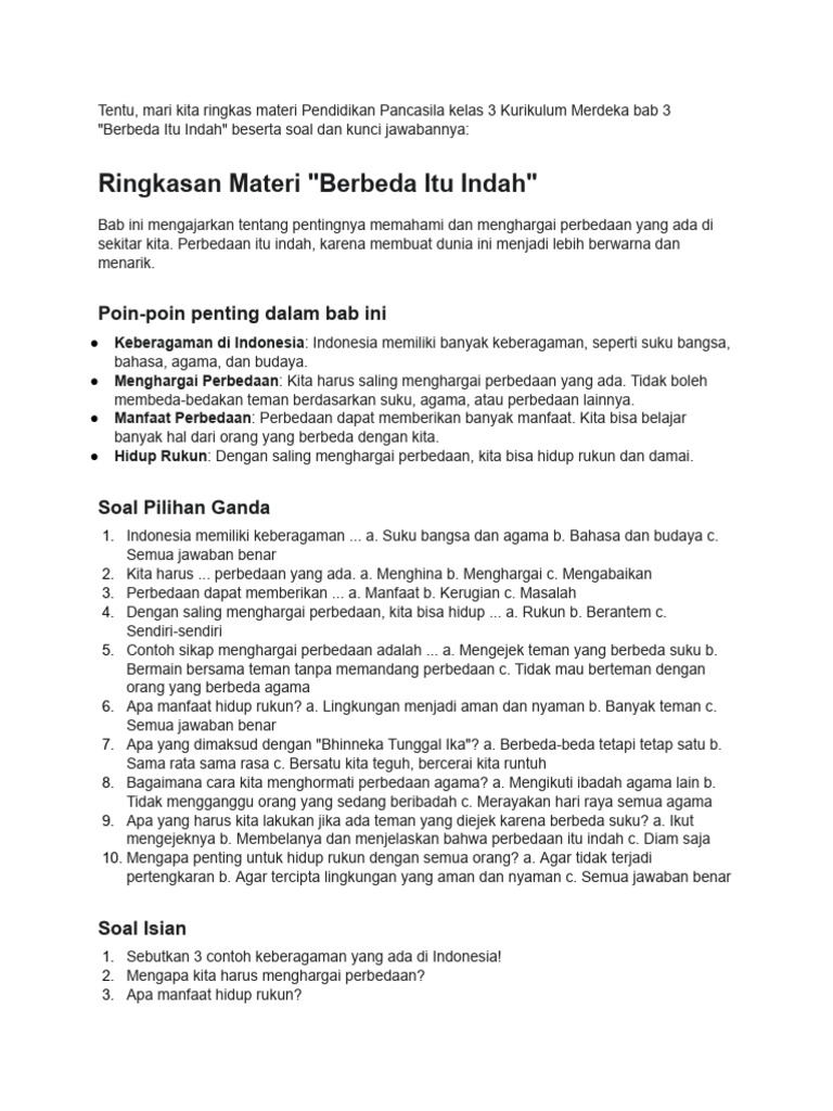 Ringkaskan Materi Pend.pancasila Kelas 3 Kumer Ba... | PDF