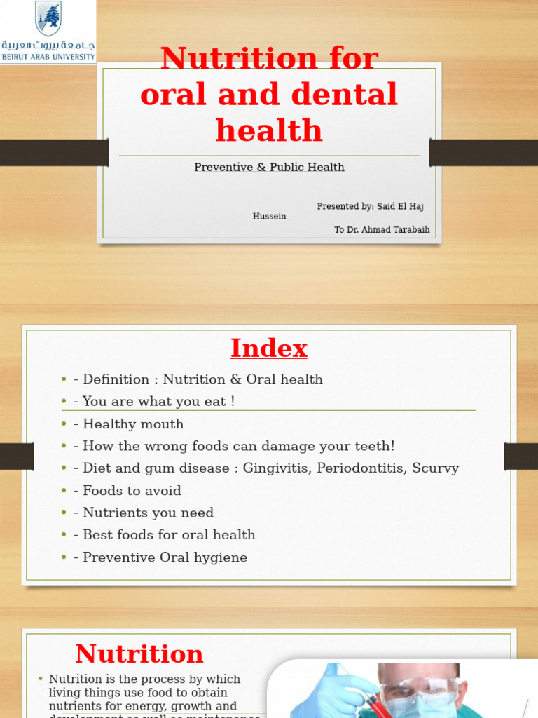Nutrition For Oral and Dental Health | PDF | Human Tooth | Periodontology