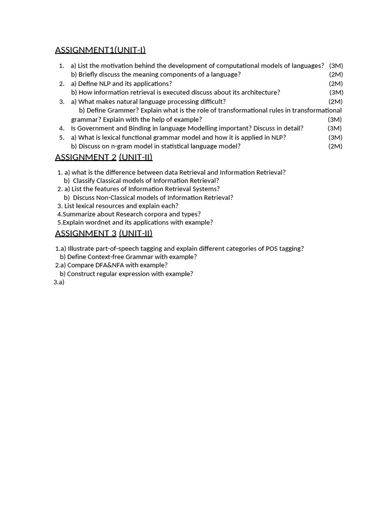 Assignments (NLP) | PDF