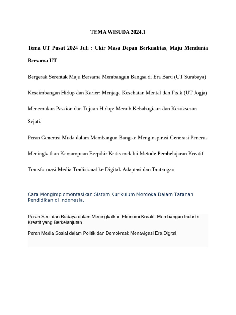 Tema Wisuda 2024 | PDF