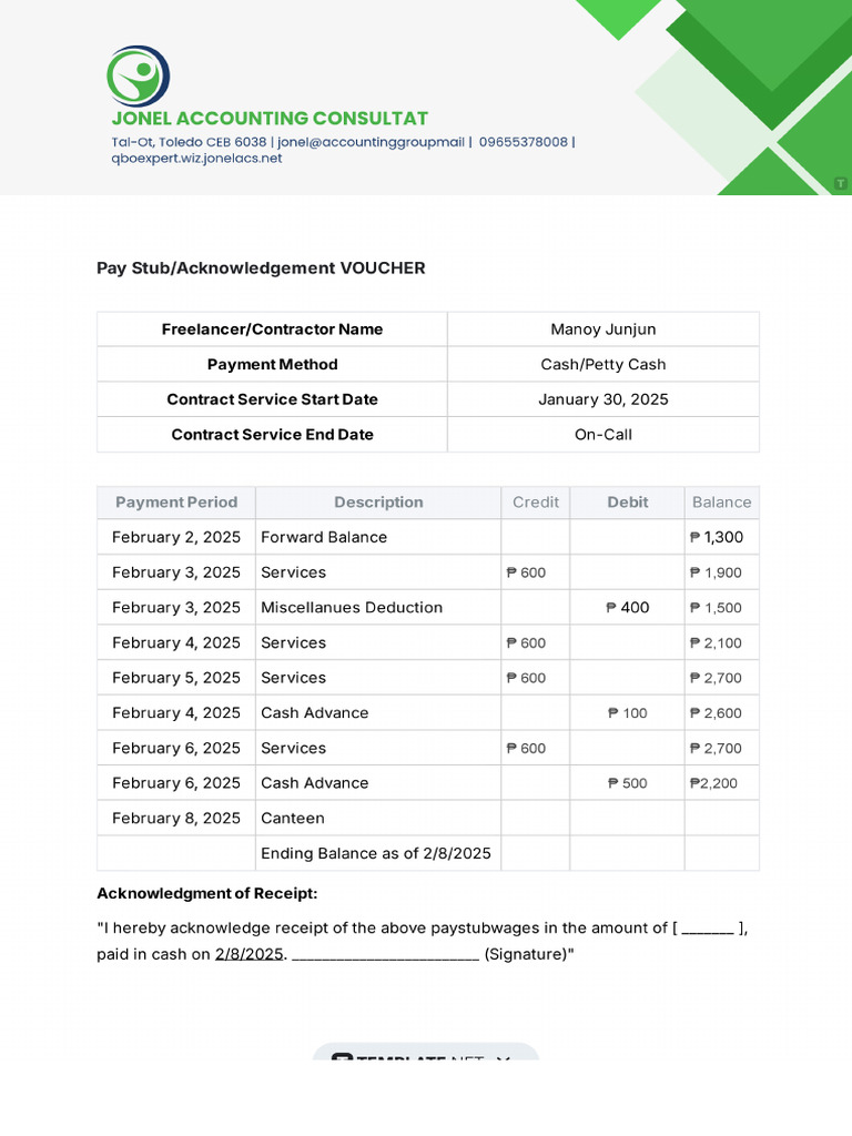 Freelancer/Contractor Payroll Schedule Template | PDF