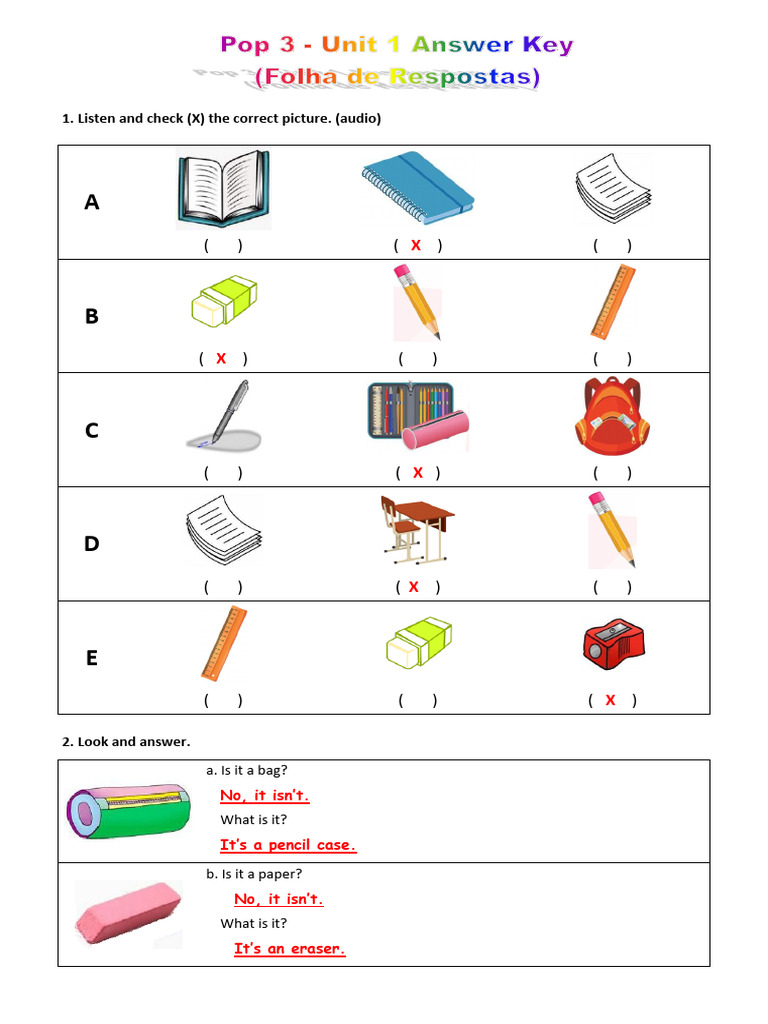 Pop 3 - U.1 - Study Guide - Answer Key | PDF