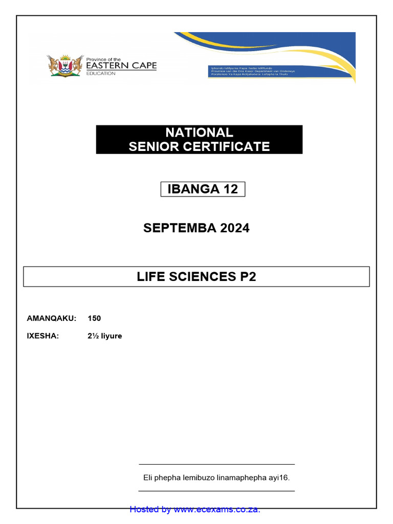 LIFE SCIENCES P2 GR12 QP SEPT2024 - Xhosa - Watermark | PDF | Gene ...