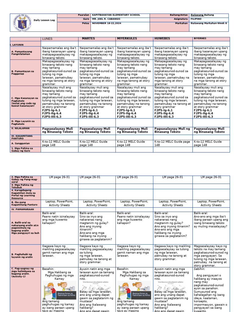 Q2 Week8 DLL Filipino 2 | PDF