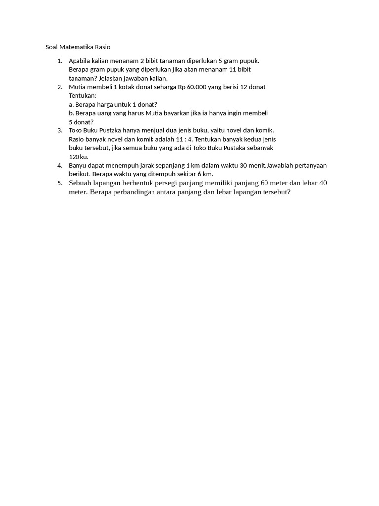 Soal Matematika Rasio | PDF