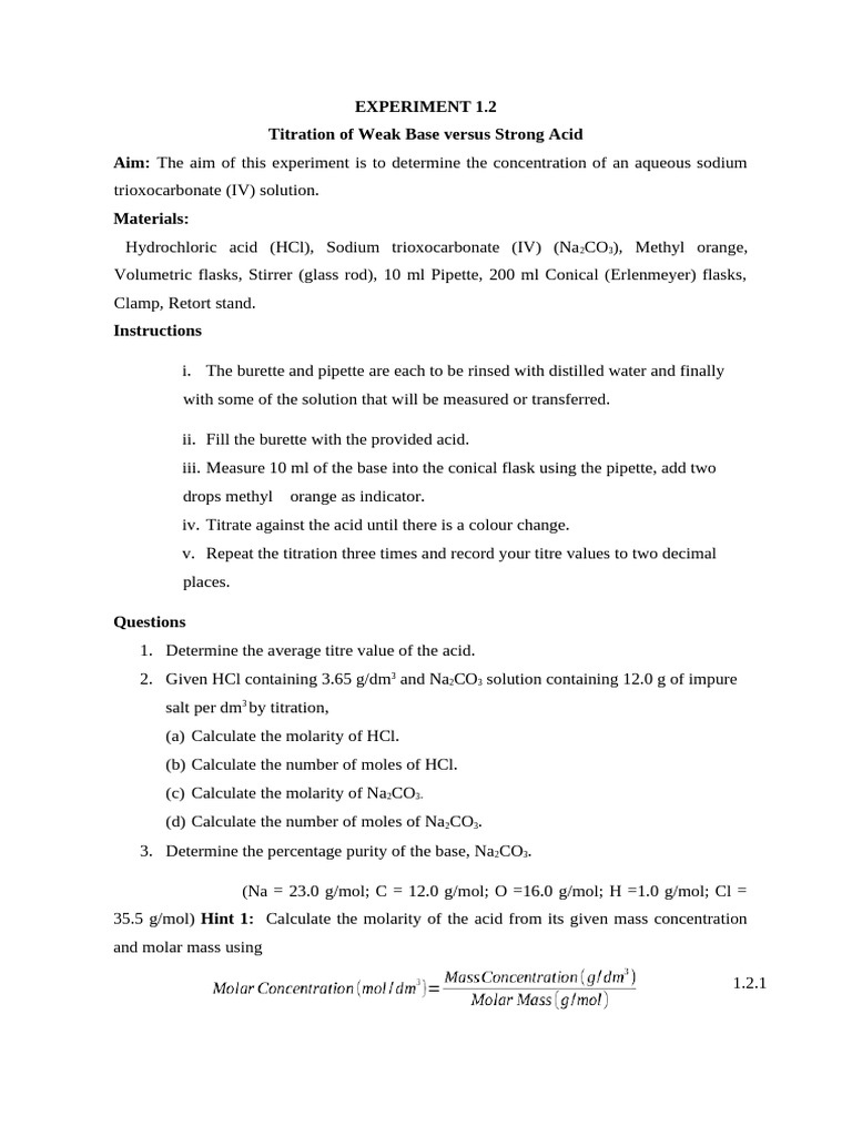 Experiment 1.2 in 2025 | PDF