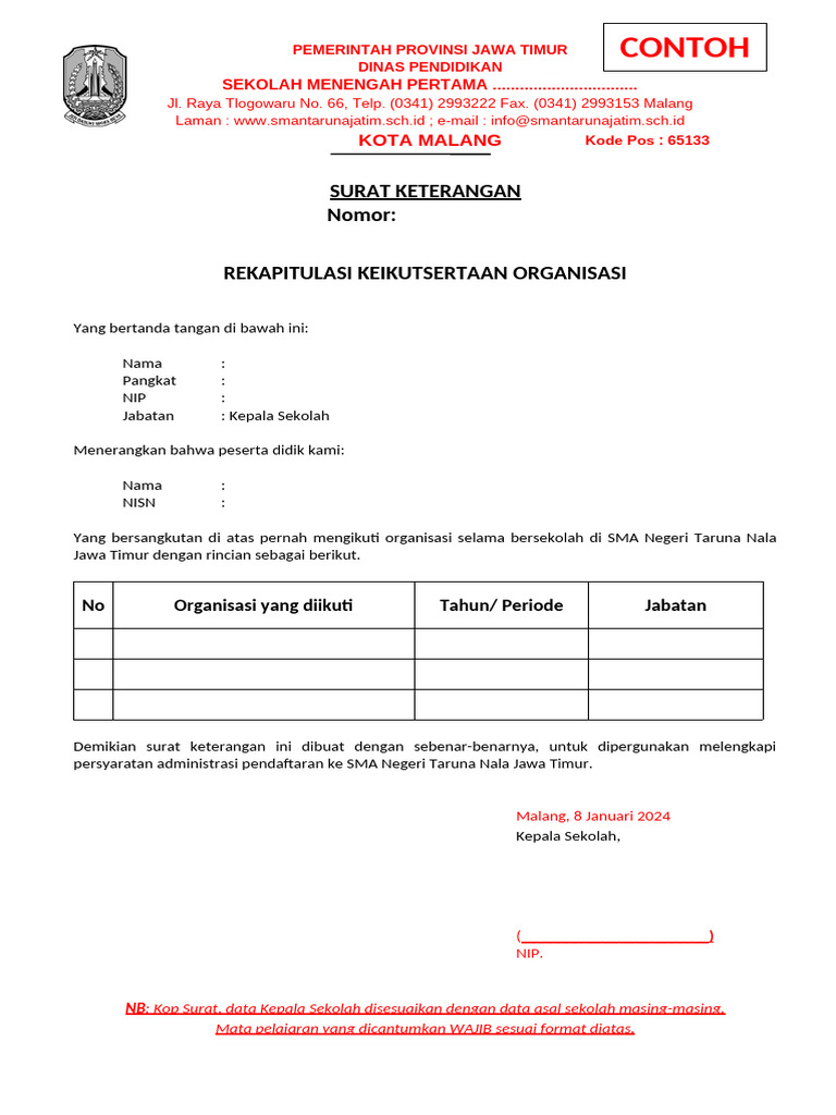 Contoh Rekap Organisasi | PDF