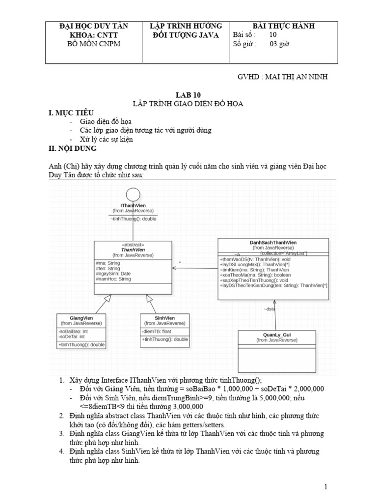 CS 311 - Lap Trinh Huong Doi Tuong - 2020F - Lecture LAB - 9 | PDF