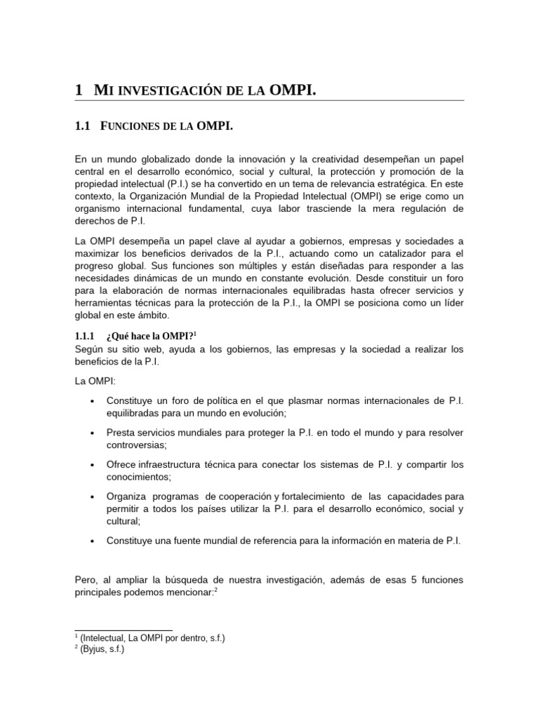 Funciones Clave de la OMPI en P.I. | PDF | Organización Mundial de la ...