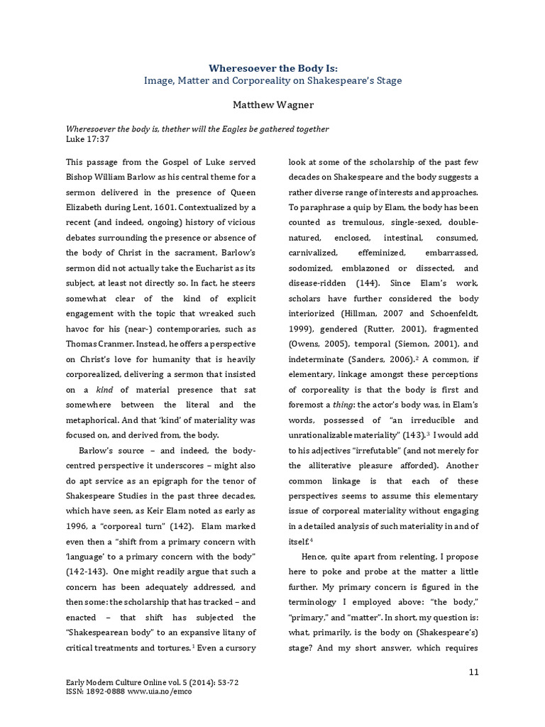 Wheresoever The Body Is Image Matter and Corporeal | PDF | Hamlet | Alchemy