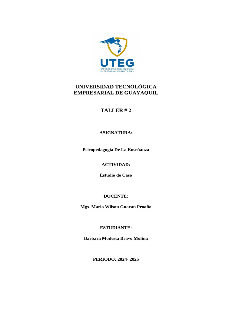Modesta Bravo Molina - Taller2 | PDF | Desorden hiperactivo y deficit ...