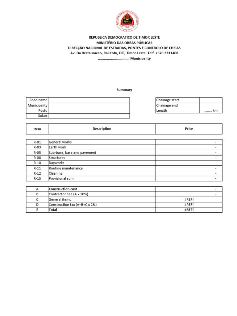 BoQ Template 2021 | PDF