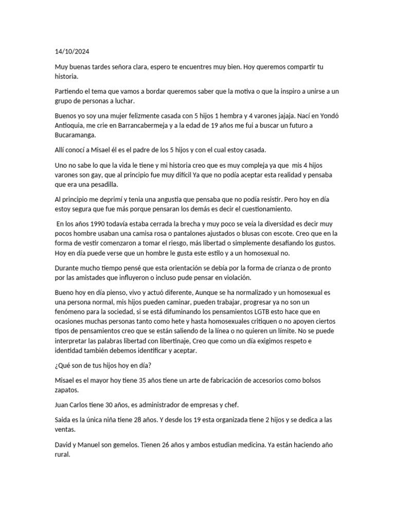 Entrevista A Clara Calderon. | PDF