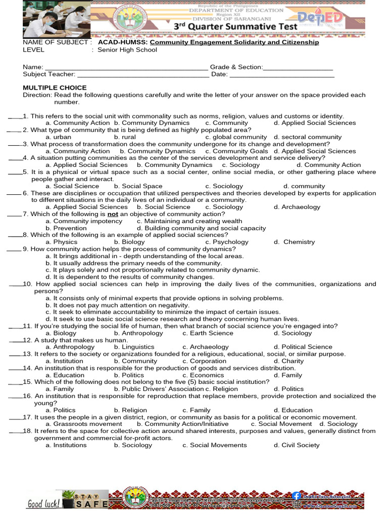 Community Engagement in Senior High School | PDF | Social Sciences ...