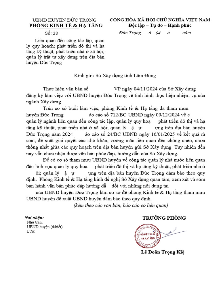 CV-KTHT-Liên quan đến công tác lập, quản lý quy hoạch; phát triển đô thị và hạ tầng kỹ thuật ...
