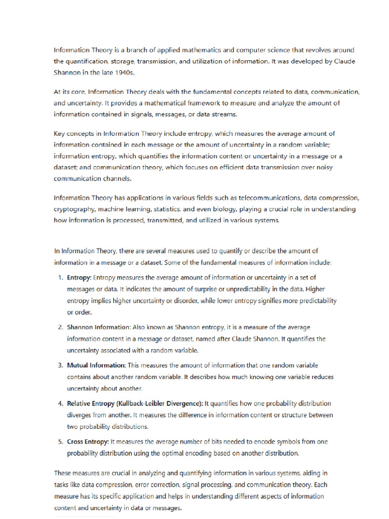 Information Theory Concepts & Codes | PDF