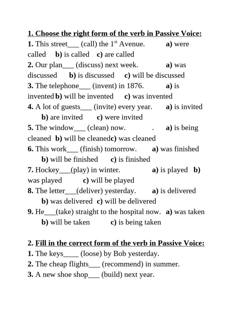 Active - Passive Worksheet HW | PDF