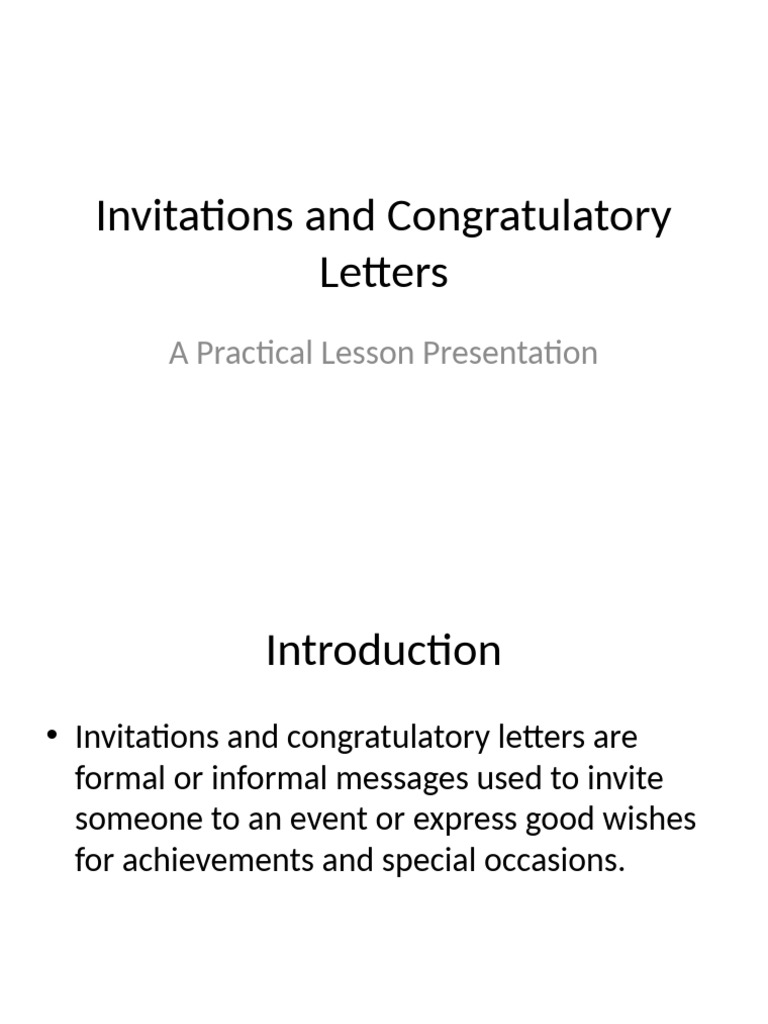Invitations Congratulatory Letters | PDF