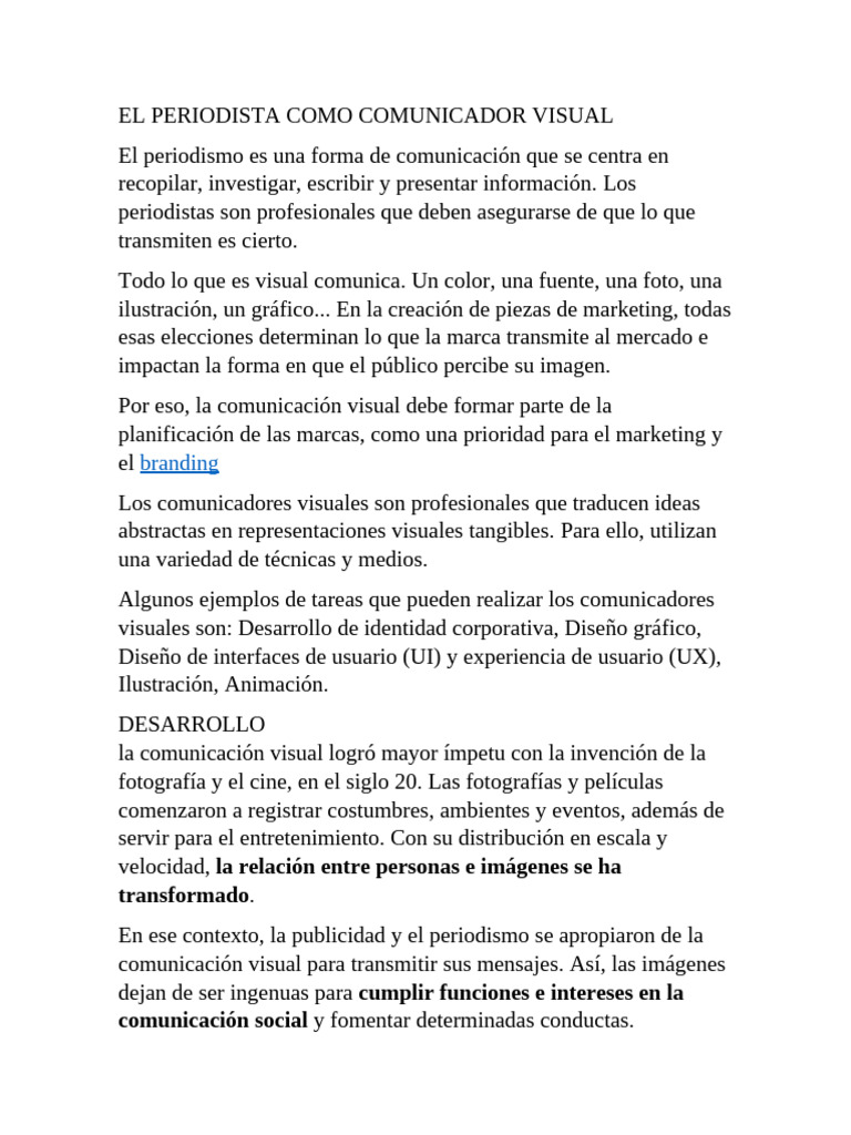 El Periodista Como Comunicador Visual | PDF | Comunicación | Infografia