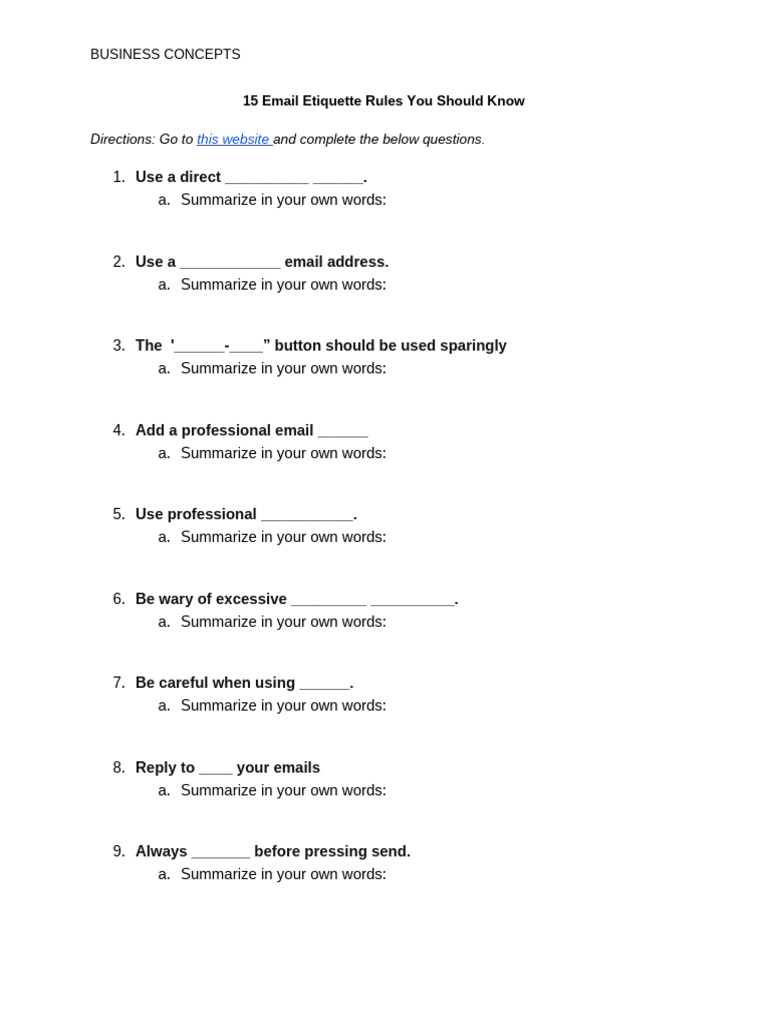 15 Essential Email Etiquette Rules | PDF