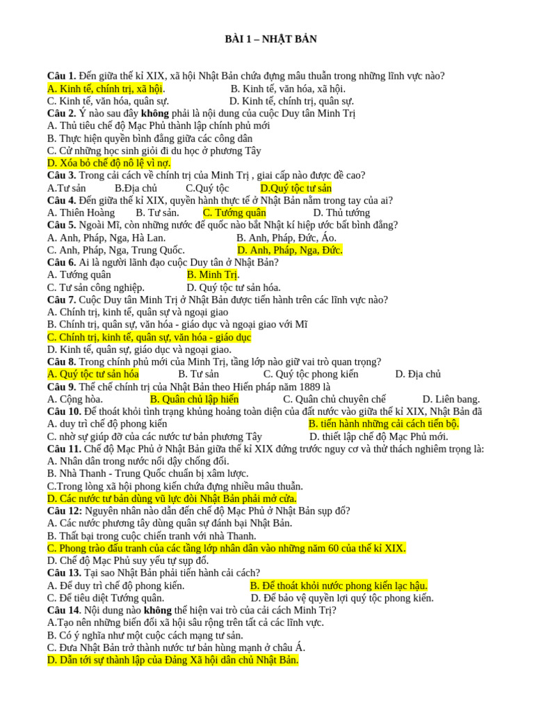 CHTN 1 - 6 Đáp Án | PDF