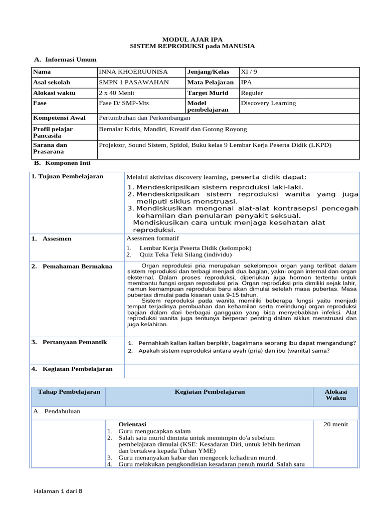 Modul Ajar Terintegrasi Tdba Ipa | PDF