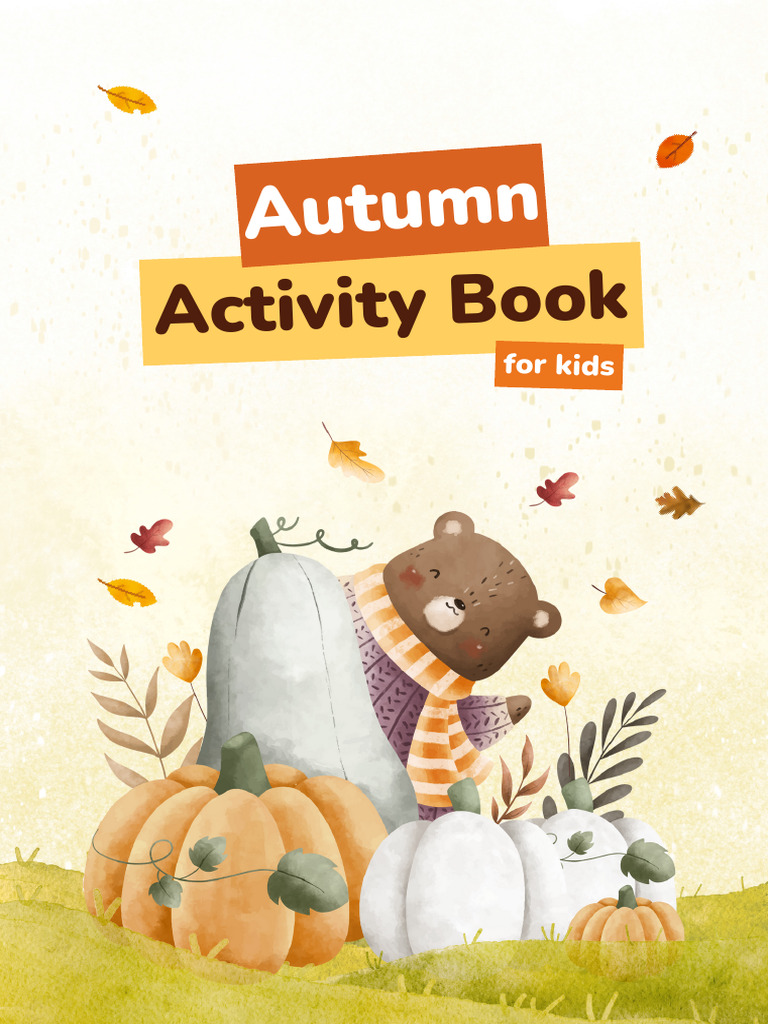 Autumn Activity Book Worksheet For Kids Yellow and Orange in Cute ...
