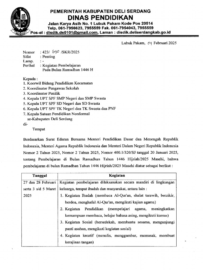 Skejul pembelajaran di bulan ramadhan | PDF