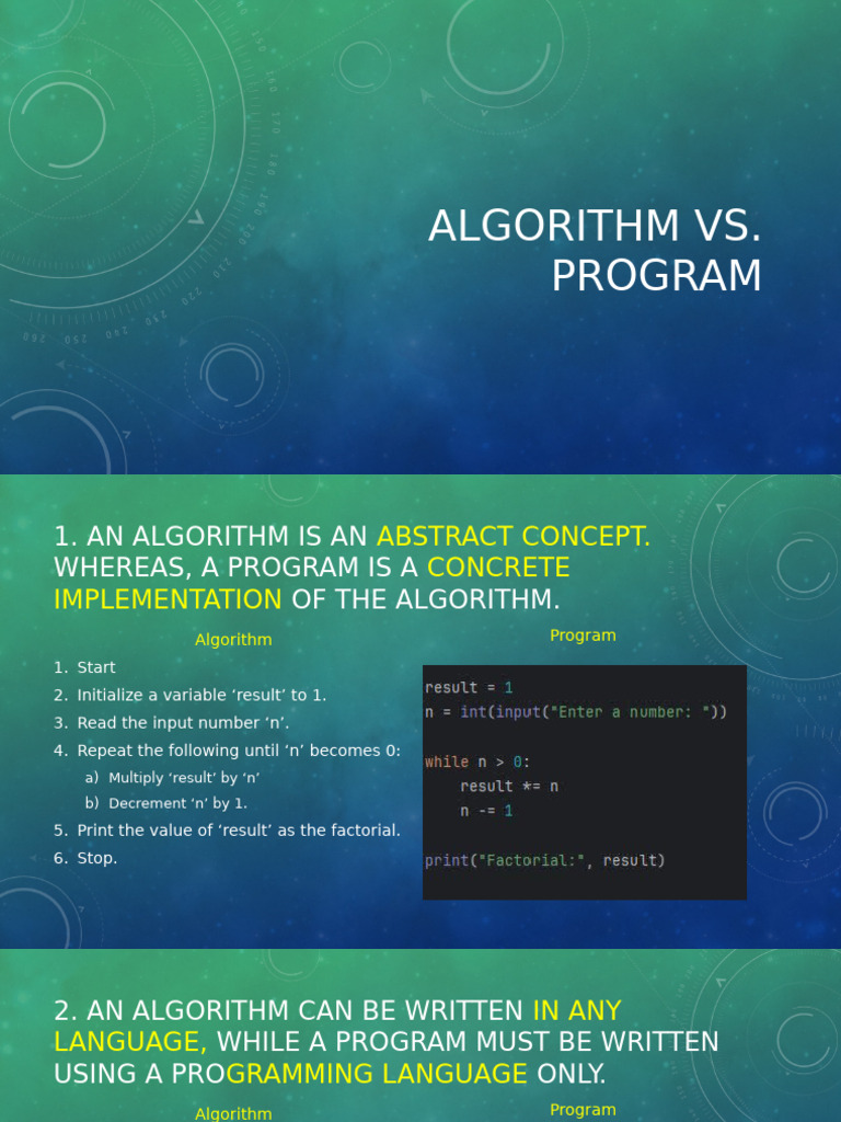 Algorithm Vs Programming | PDF | Summation | Algorithms Algorithm Vs Programming | PDF | Summation | Algorithms