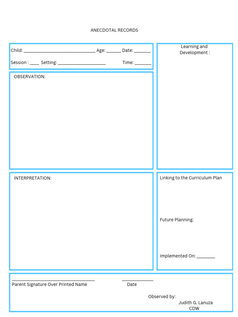 Anecdotal Records | PDF