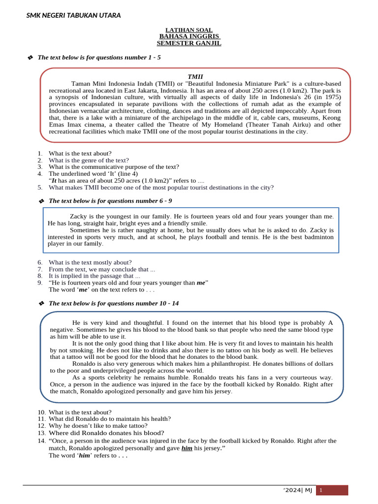 English Practice Questions for SMK Students | PDF