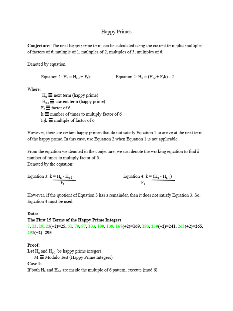 Happy Primes and Their Patterns | PDF