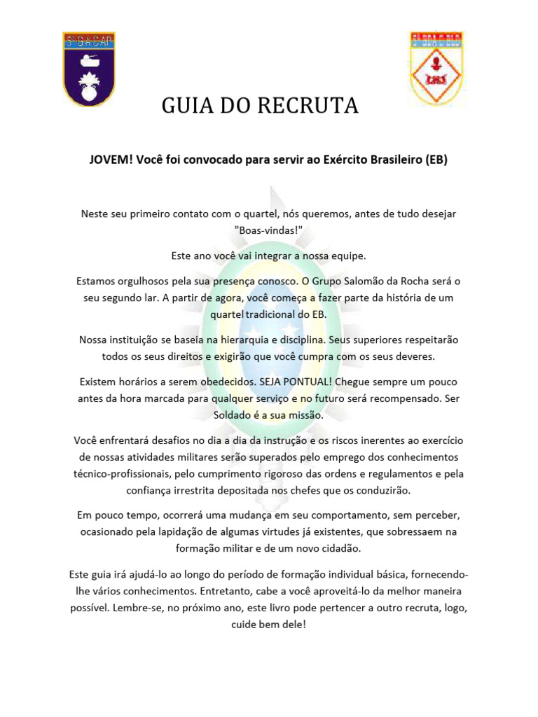 GUIA_DO_RECRUTA_-_5__GAC | PDF | Brigada | Divisão (militar)
