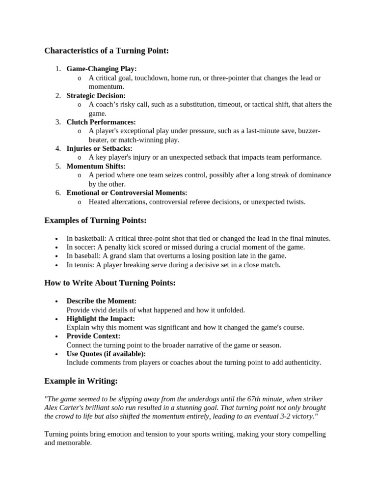 Identifying Game-Changing Turning Points | PDF